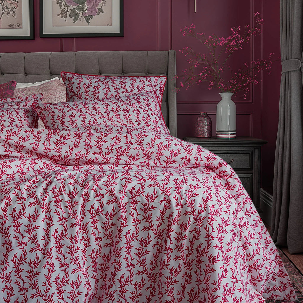 Luxury Cotton Percale Bedding Viva Magenta Floral Duvet Cover Set ...